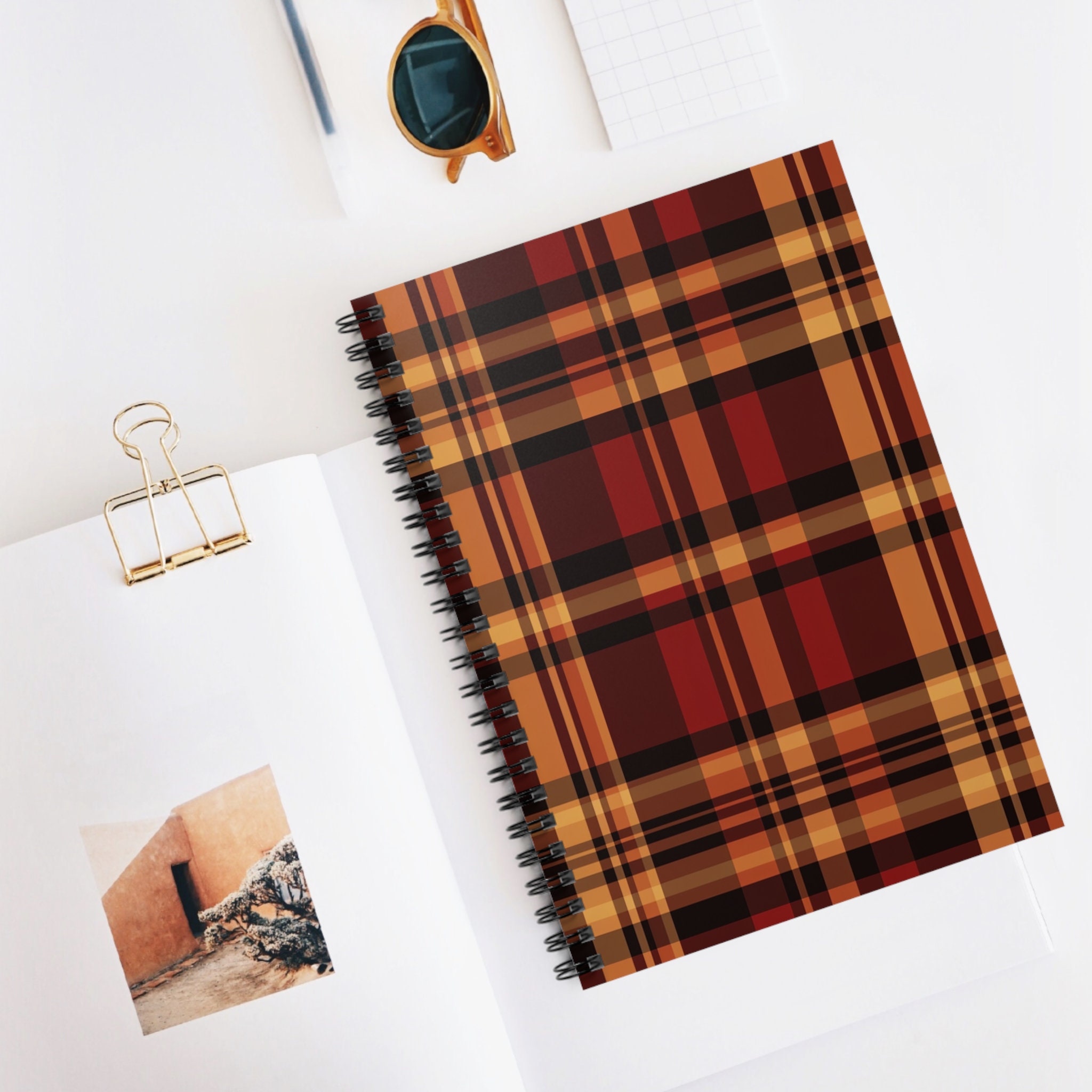 Brown Plaid Notebook, Spiral Notebook Ruled Line - Etsy
