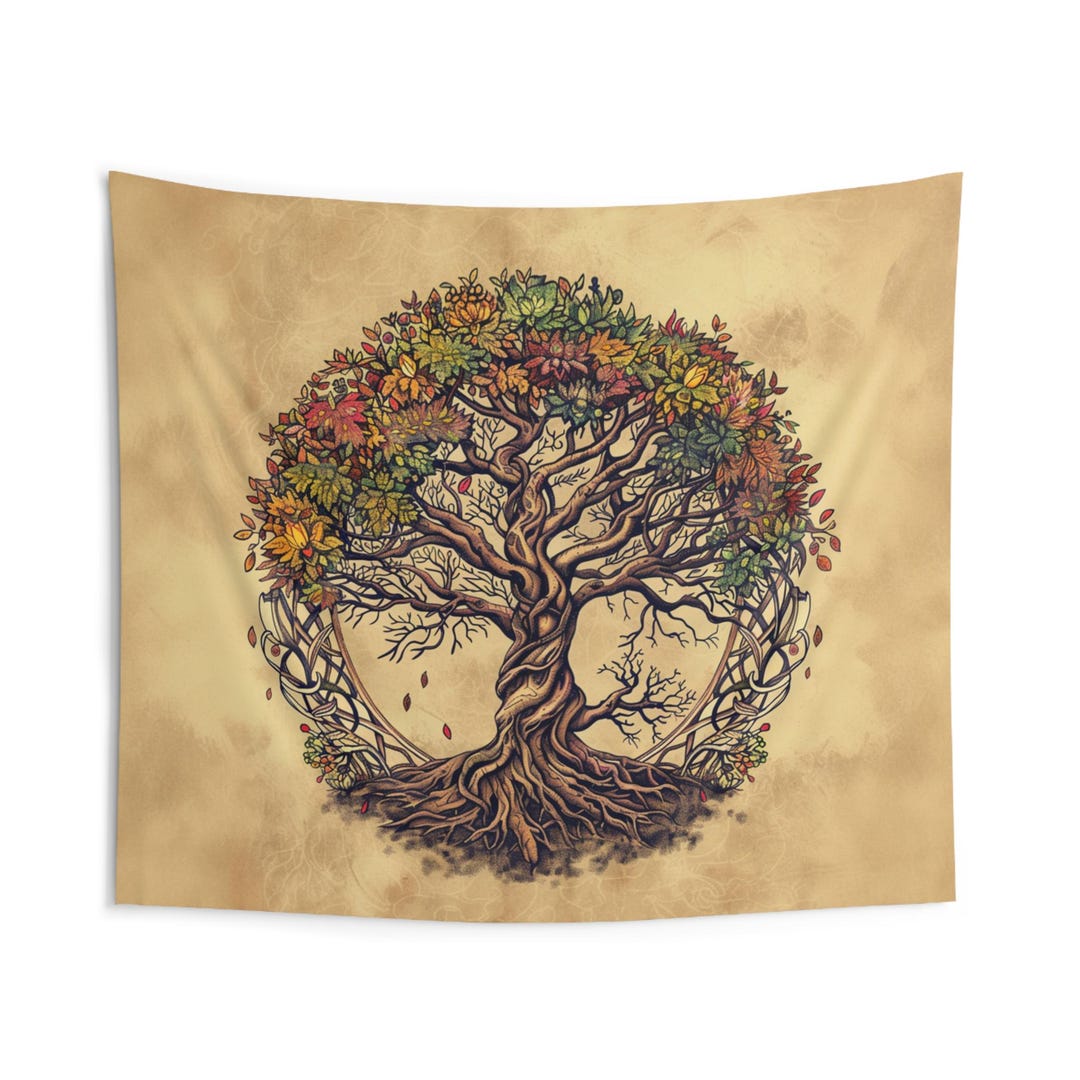 Tree of Life Tapestry: Tan Brown Indoor Wall Decor - Etsy