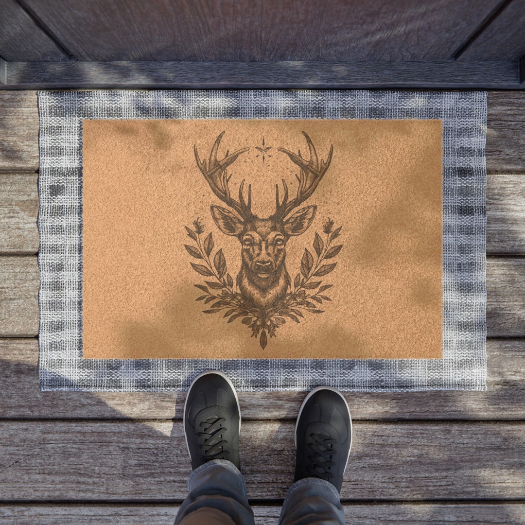 Deer Antler Coir Doormat: Rustic Outdoor Welcome Mat Natural Coir ...