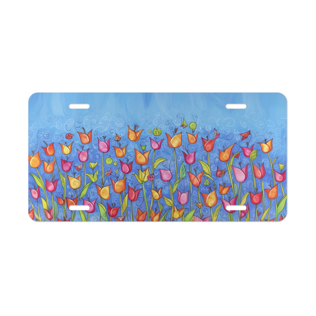 Floral Summer Vanity Plate: Aluminum Car Decor (12x6") - Etsy
