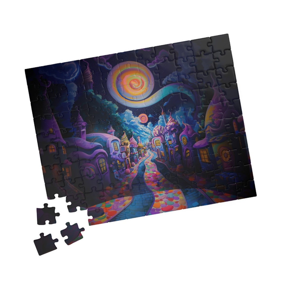 Confectionary Purple Town Jigsaw Puzzle: Whimsical Brain Teaser - Etsy