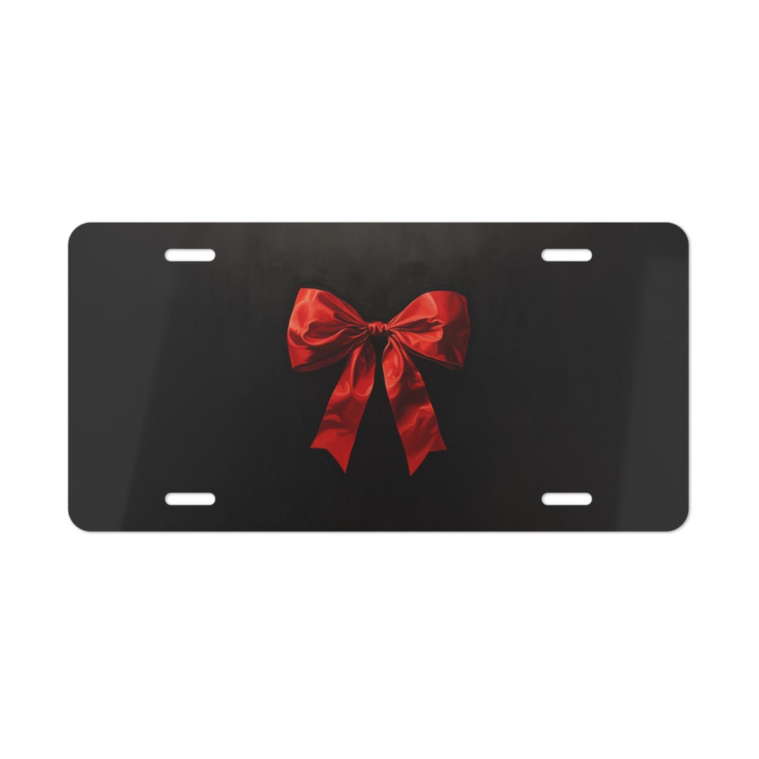 Red Ribbon Black Vanity Plate - Etsy