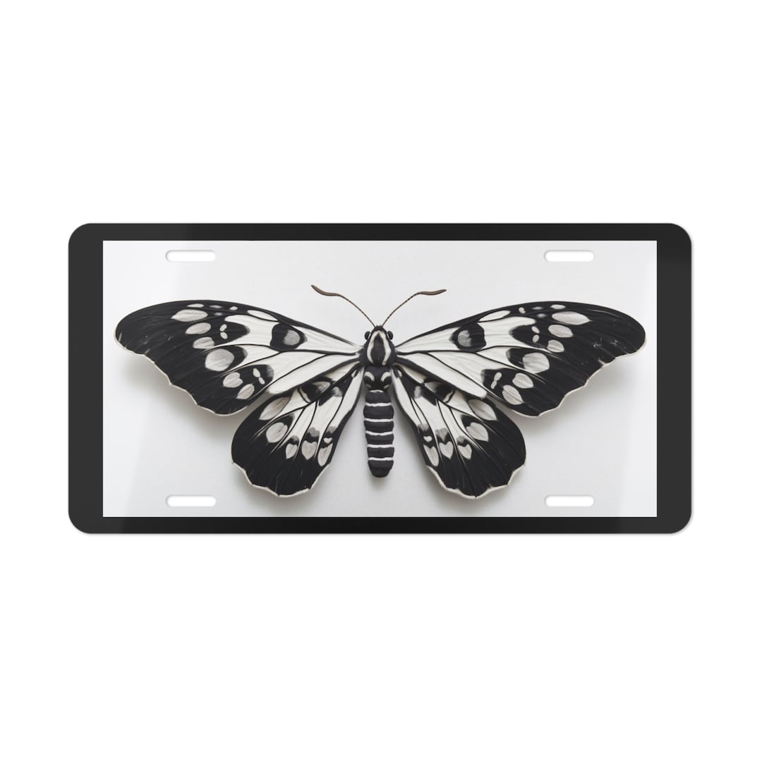 Moth License Plate: Black and White Insect Vanity Plate - Etsy