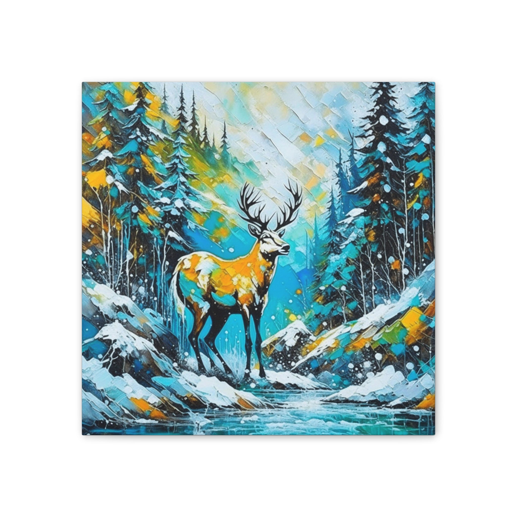 Canvas Deer Painting, Palette Knife, Stretched Canvas, Deer Wall Art ...
