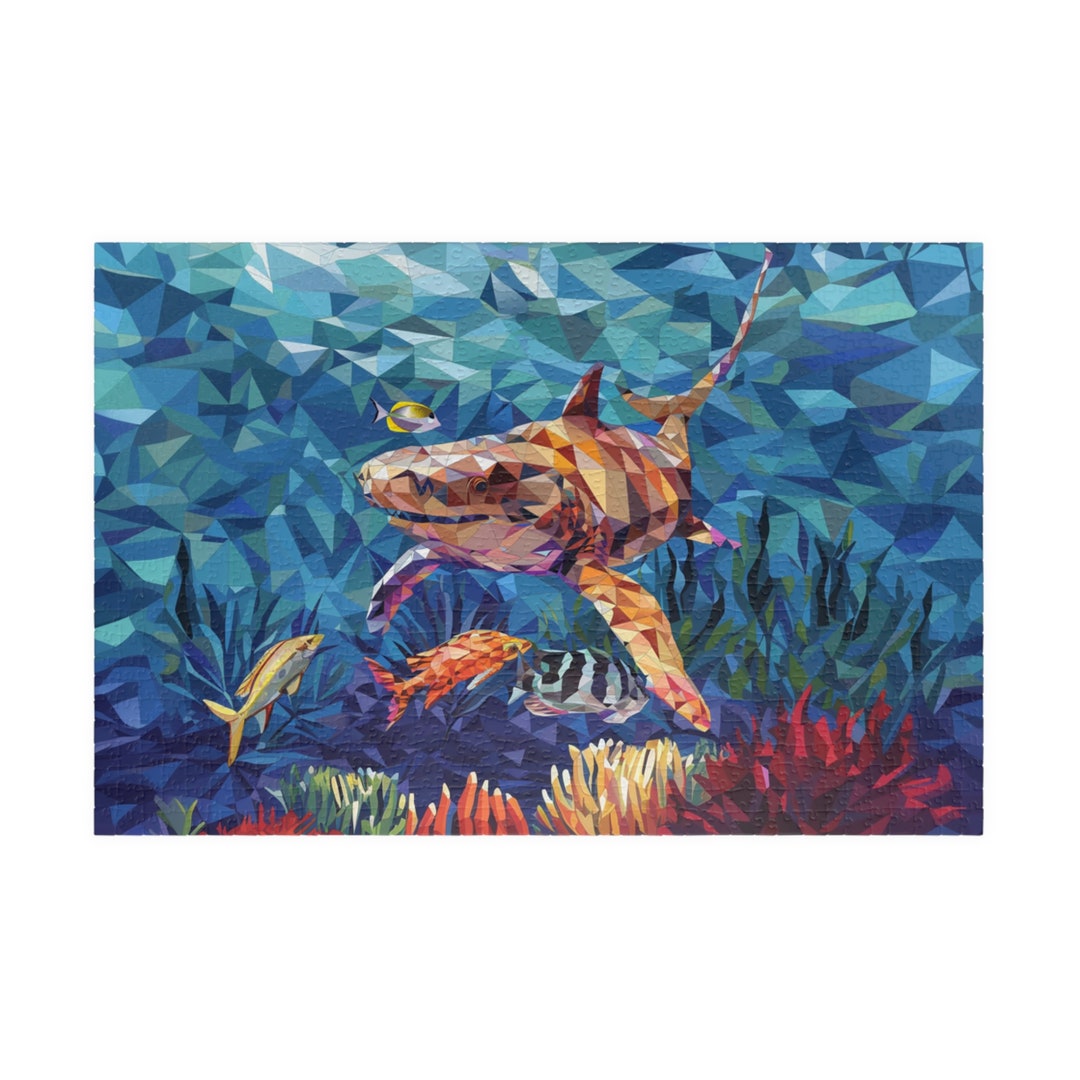 ON SALE, Geometric Shark Puzzle (110, 252, 520, 1014-piece), Jigsaw ...