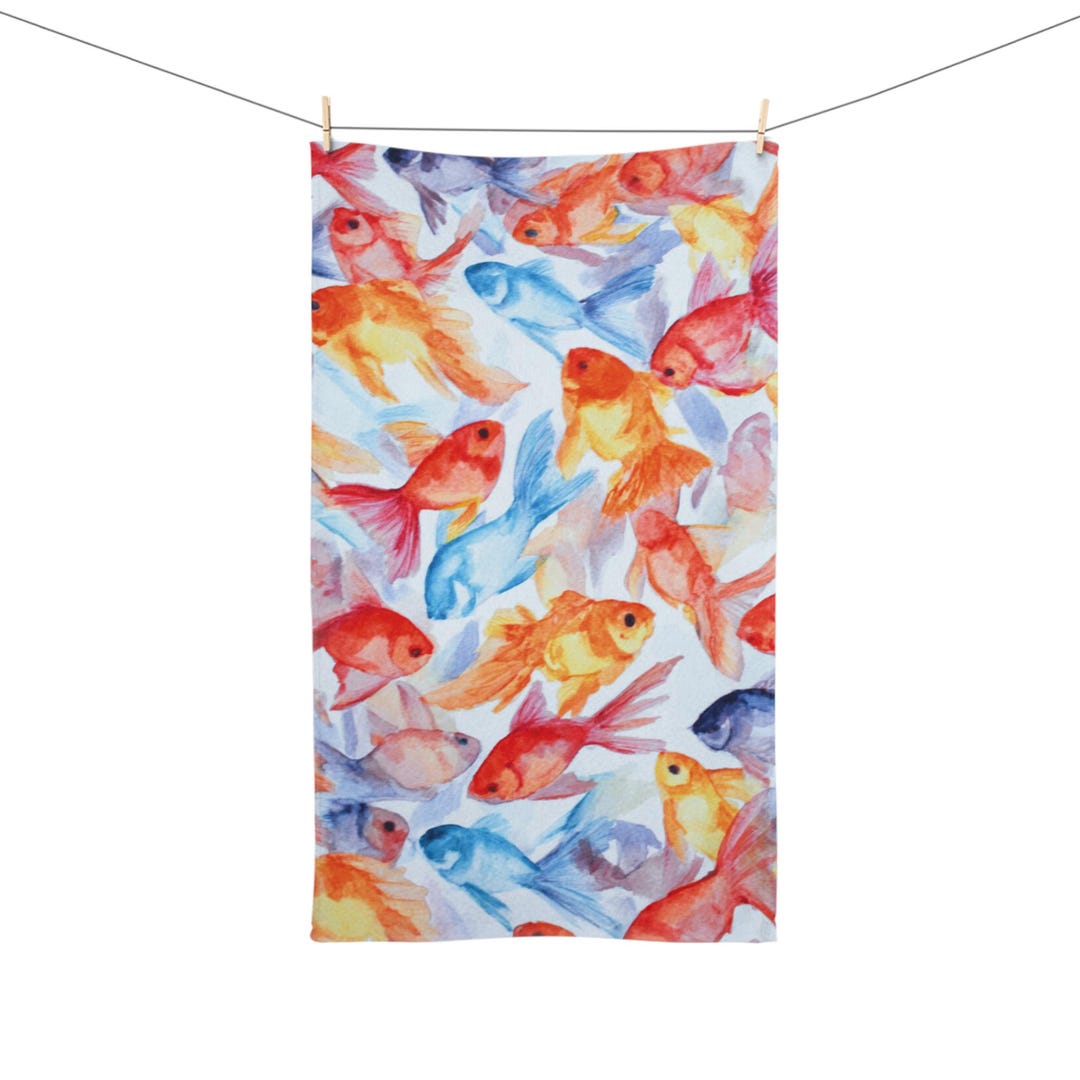 Goldfish Hand Towel, Fish Watercolor Pattern Home Decor Bathroom - Etsy