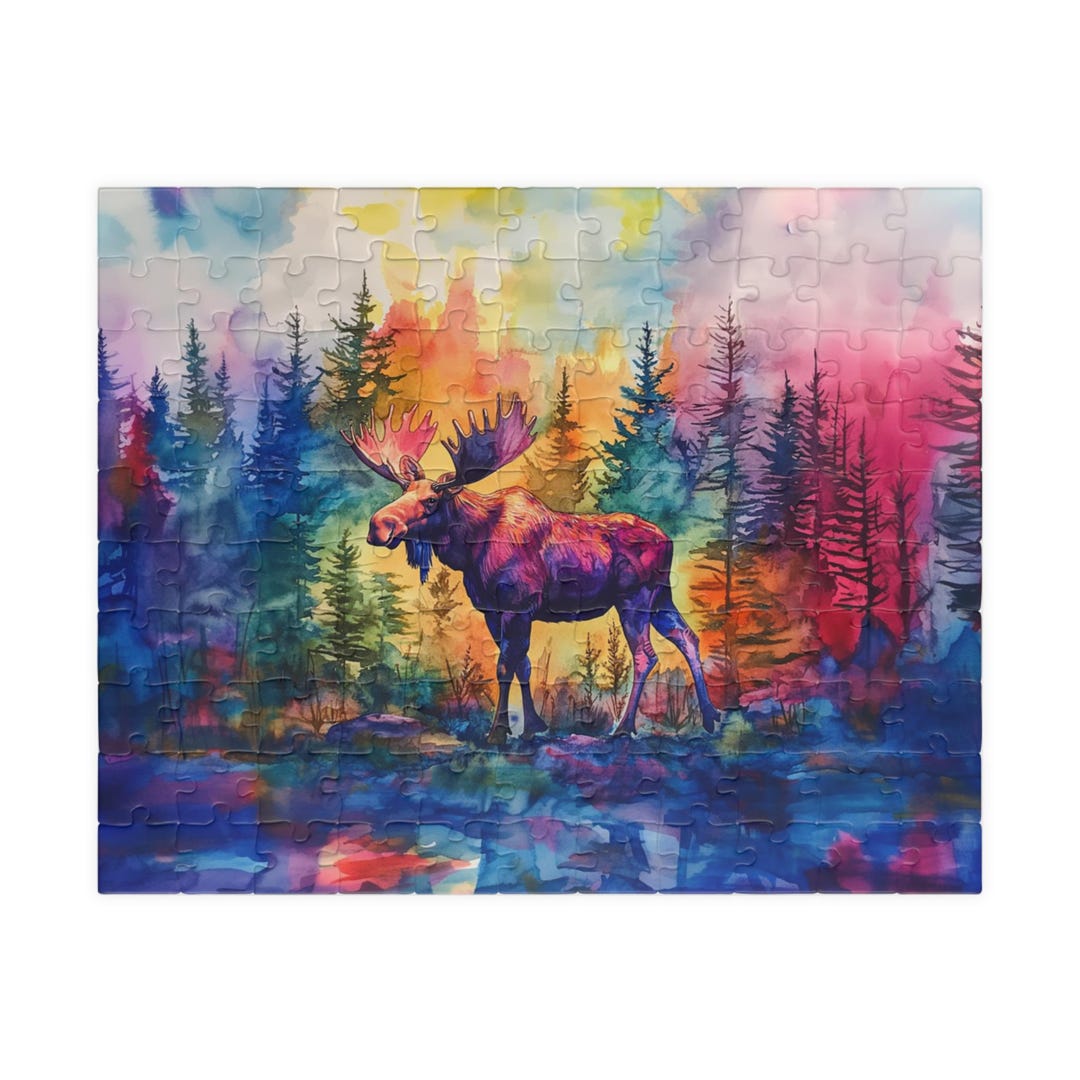 ON SALE, Watercolor Moose Puzzle (110, 252, 520, 1014-piece), Jigsaw ...