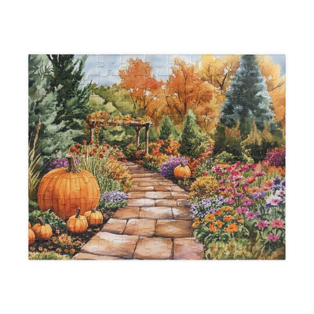Fall Garden Path Jigsaw Puzzle: Autumn Brain Teaser Fall Jigsaw Puzzle ...