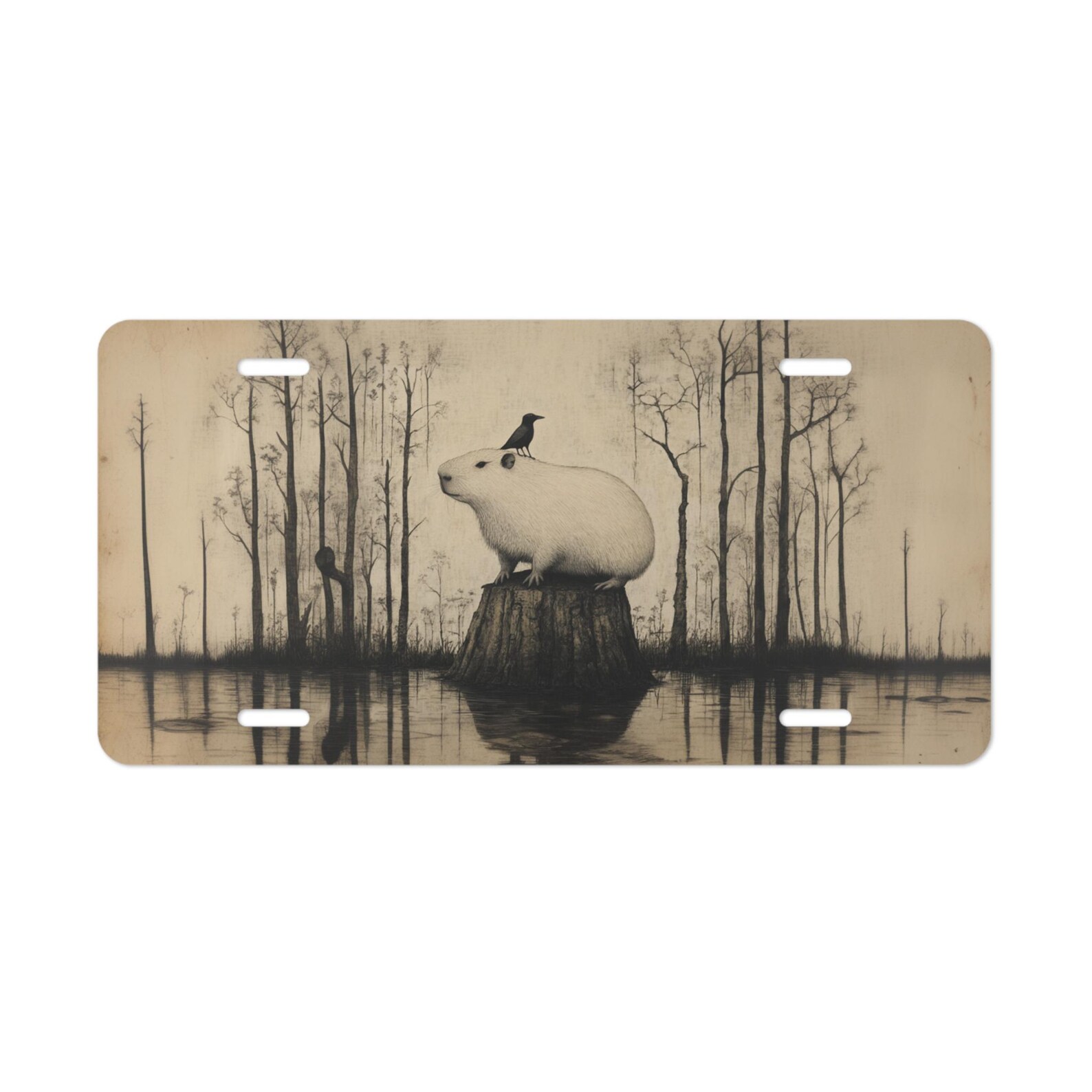 Capybara & Crow Aluminum Vanity Plate: Animal Art Decor - Etsy
