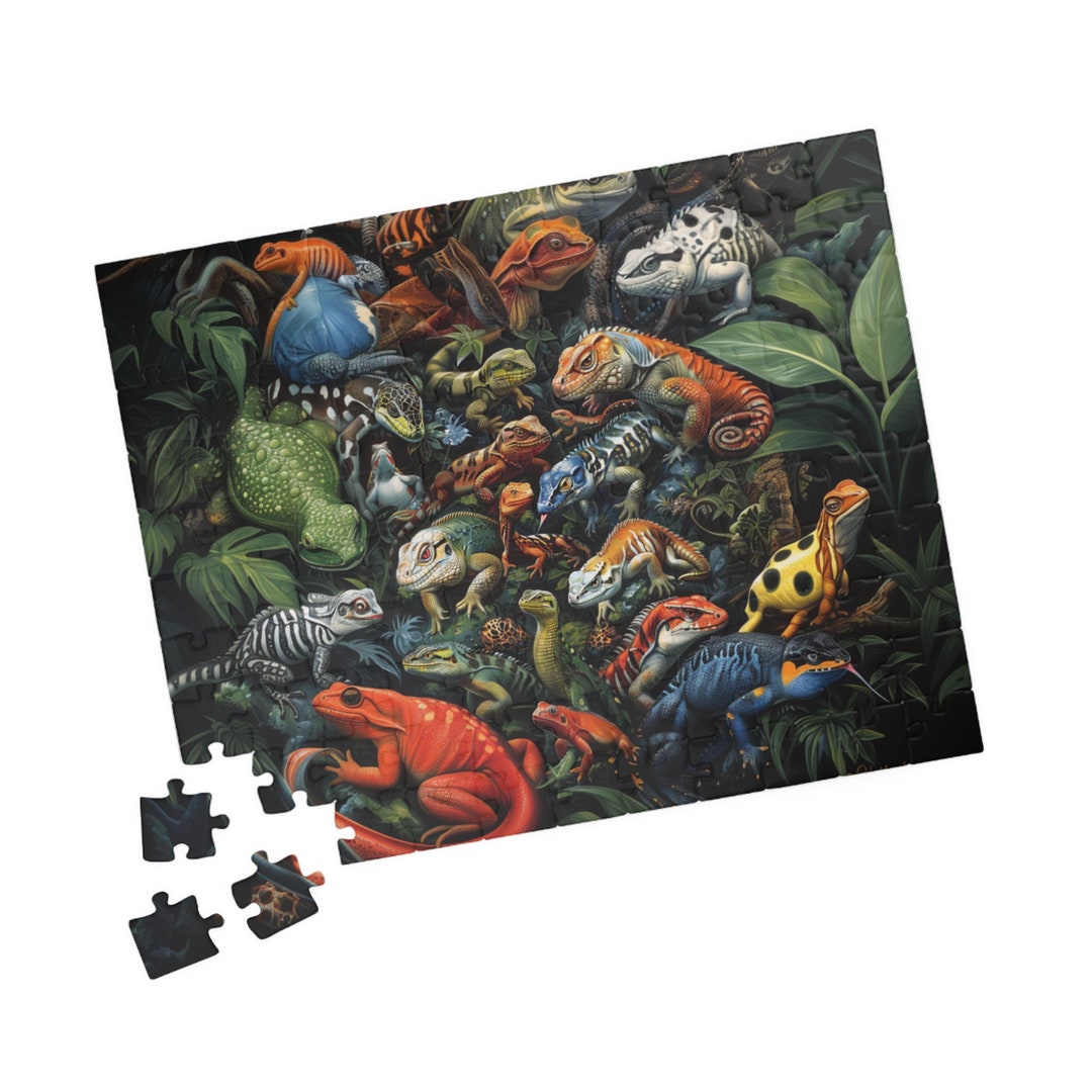 Reptiles Jigsaw Puzzle: Colorful Lizard Brain Teaser, Animal Jigsaw ...