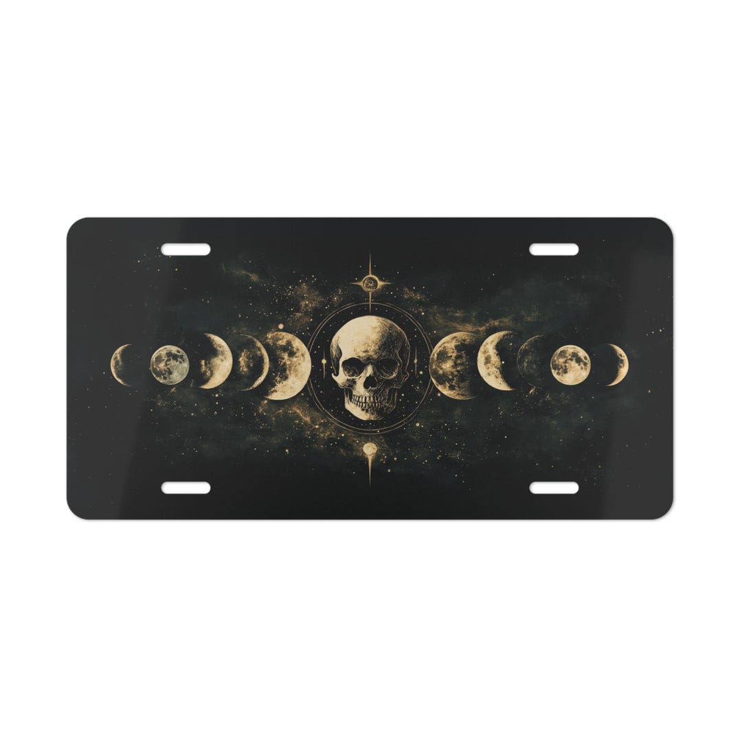 Skull Moon Phase Vanity Plate Celestial - Etsy