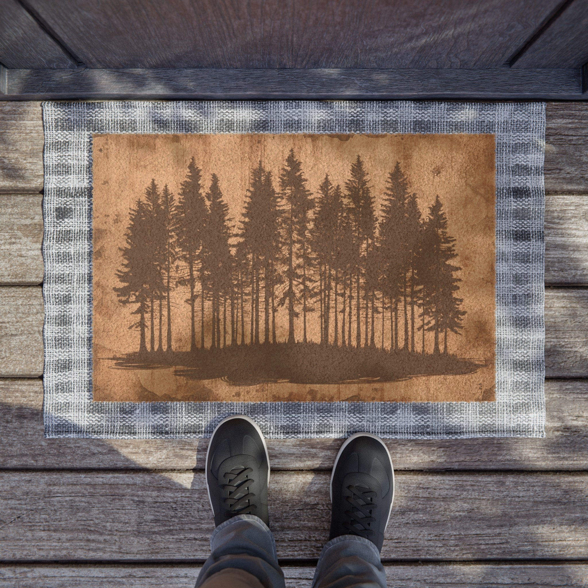Pine Trees Silhouette Doormat - Etsy