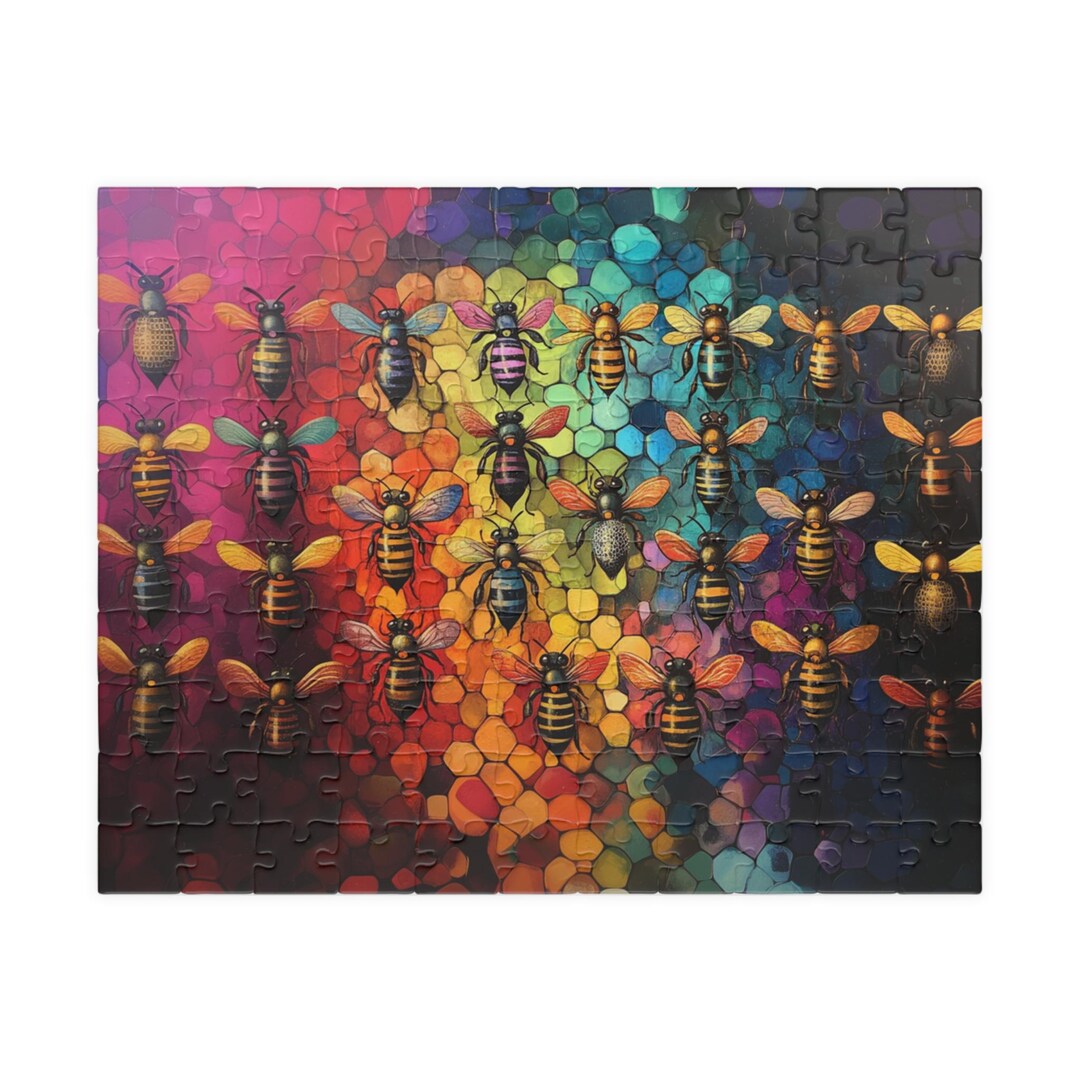 Colorful Bees Puzzle (110, 252, 520, 1014-piece) Bee, Bug Jigsaw Puzzle ...