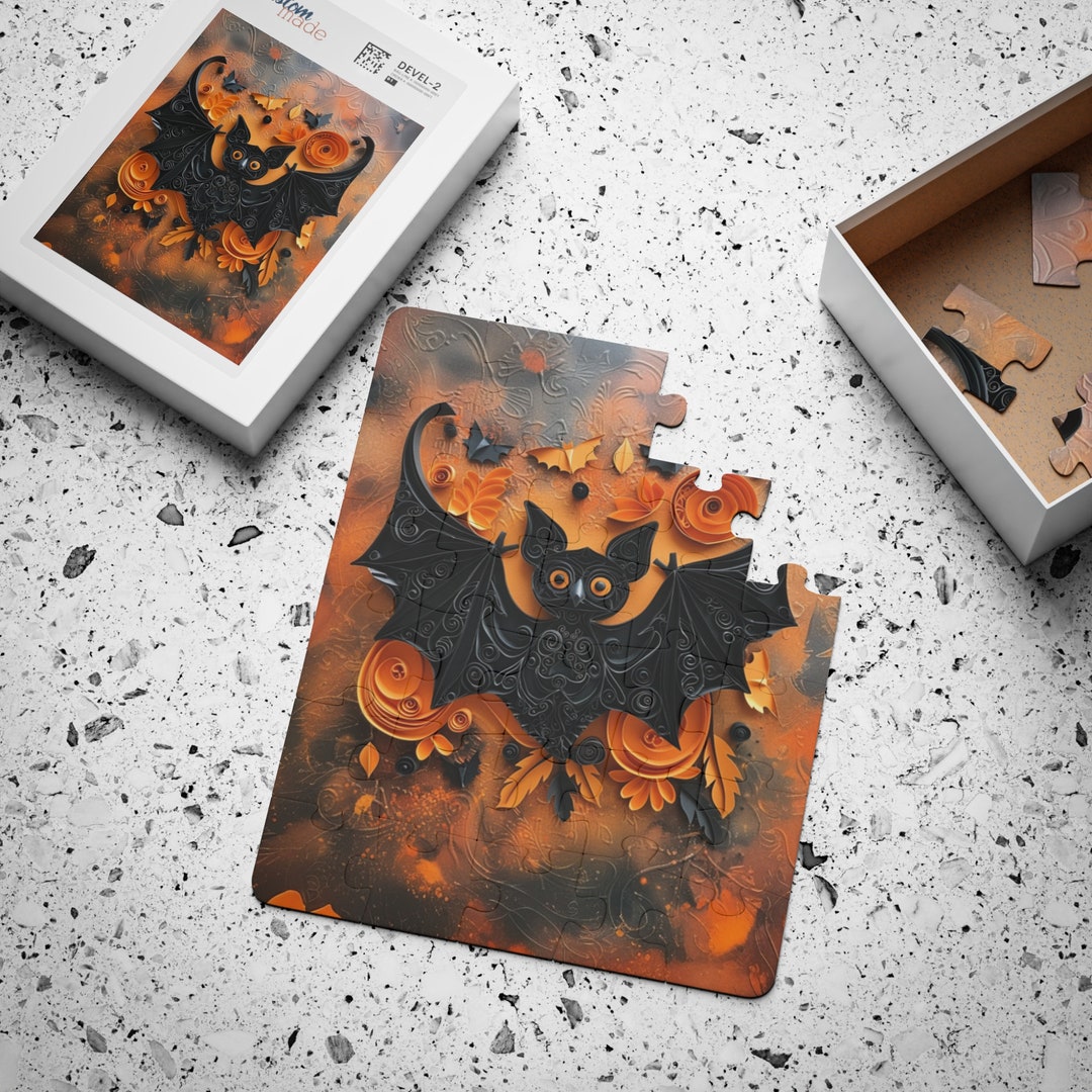 Halloween Bat Kids' Jigsaw Puzzle: 30-piece Brain Teaser Halloween Game ...