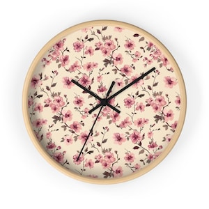 Small Pink Flowers Wall Clock Floral Design - Etsy