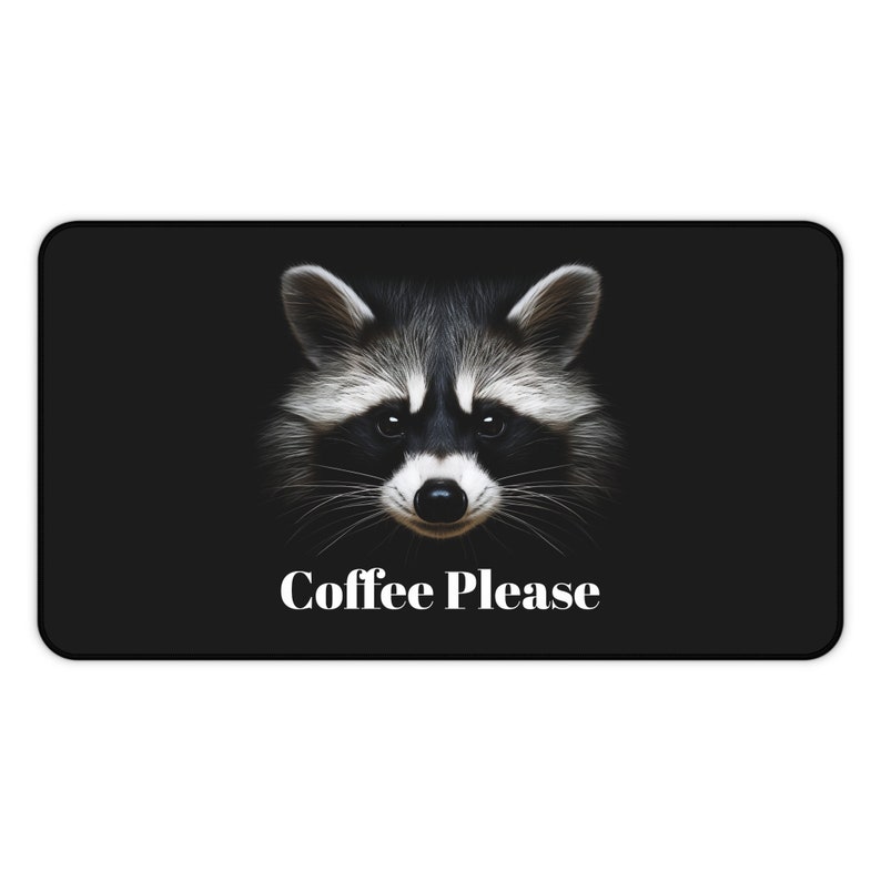 Racoon Coffee Please Desk Mat, Coffee Lover Gift, Animal Art, Home ...