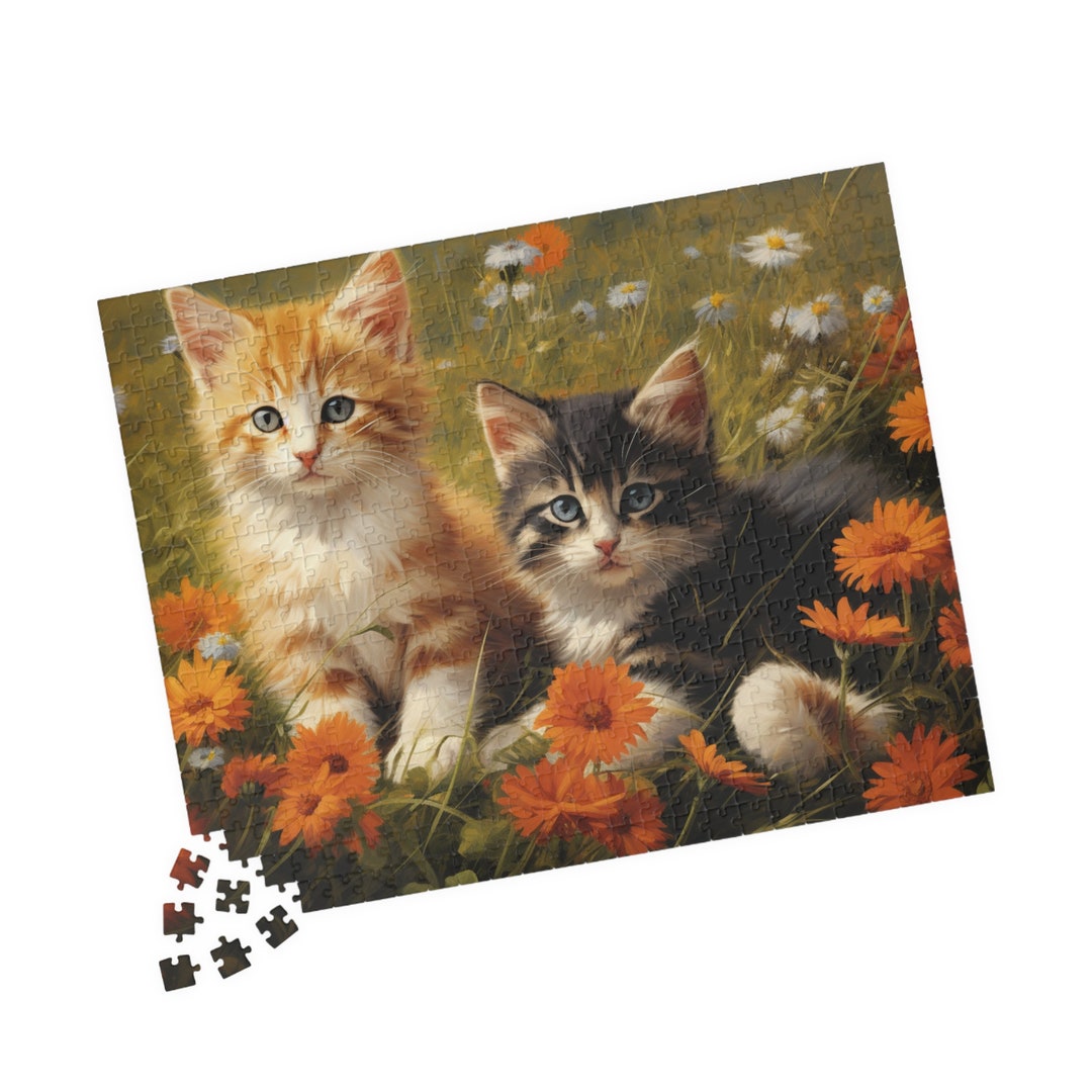 ON SALE, Kitten Puzzle, Flower Puzzle (110, 252, 520-piece), Cat Art ...