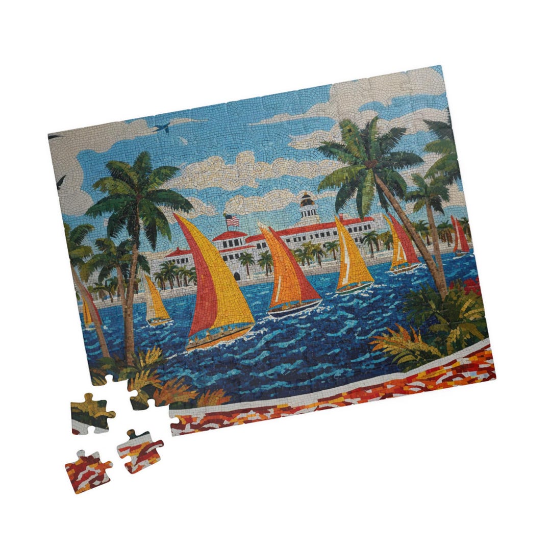 Sailboat Puzzle (110, 252, 520, 1014-piece) Boating Mosaic Illustration ...