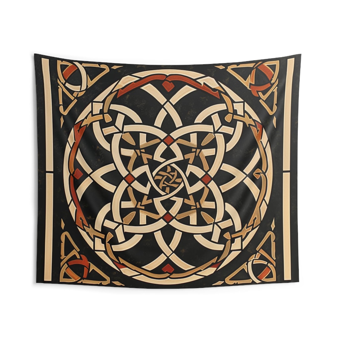 Celtic Indoor Wall Tapestries Black Brown Red Wall Art - Etsy