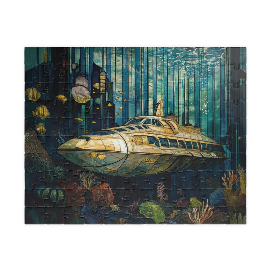Art Deco Submarine Puzzle: Ocean Scene (110-1014 Piece Options) - Etsy