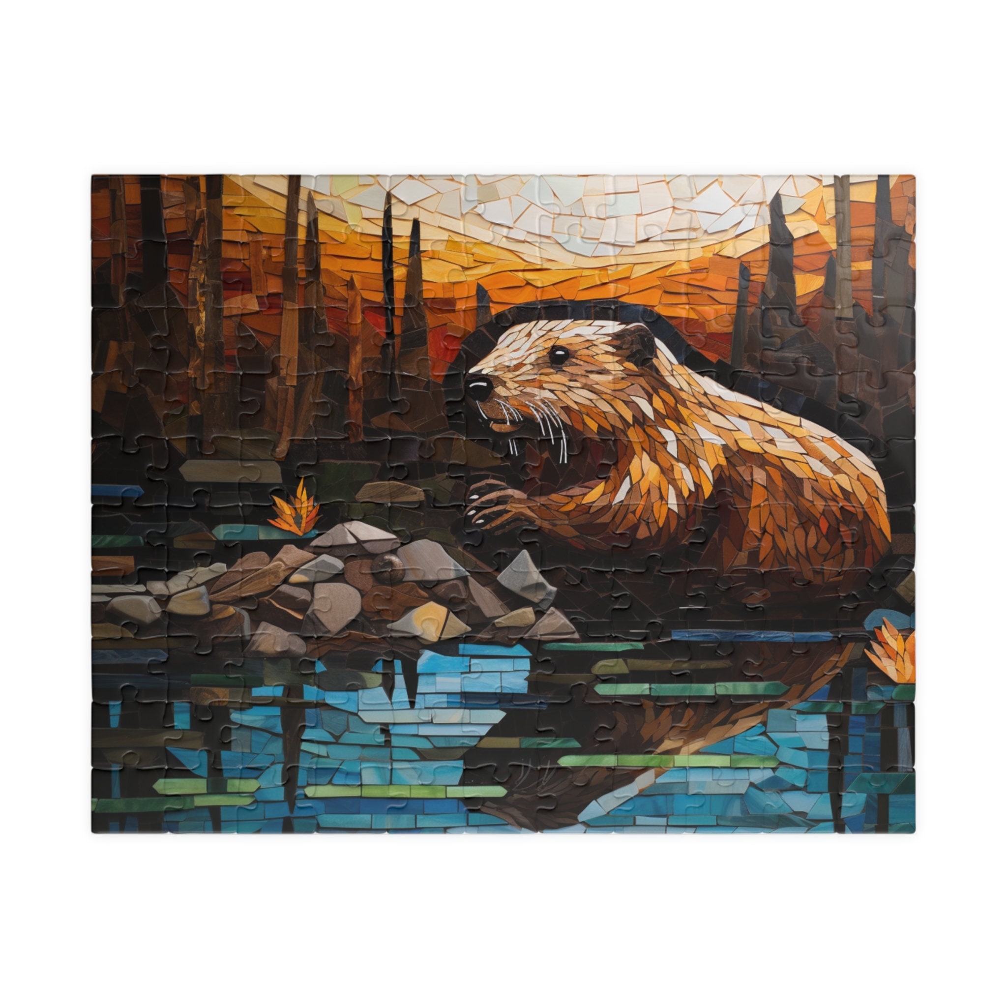 Beaver Puzzle 110, 252, 520, 1014-piece Making a Damn, Animal Puzzle ...
