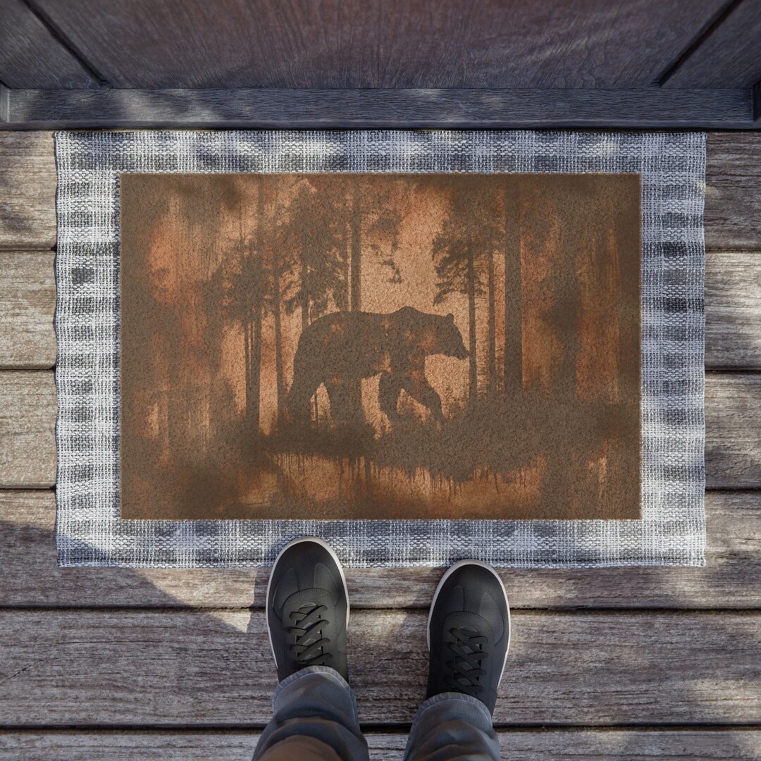 Bear Pine Trees Doormat Silhouette - Etsy