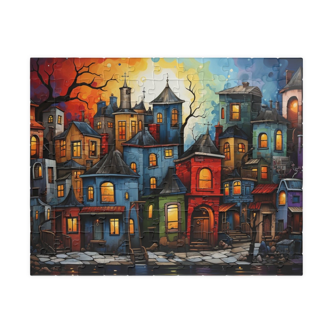Colorful Houses Cityscape Jigsaw Puzzle: 110 Piece Chipboard, Cityscape ...