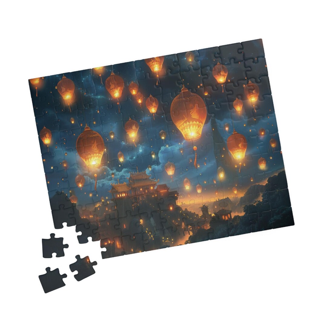 Chinese Lanterns Puzzle: Glossy Chipboard Jigsaw - Etsy