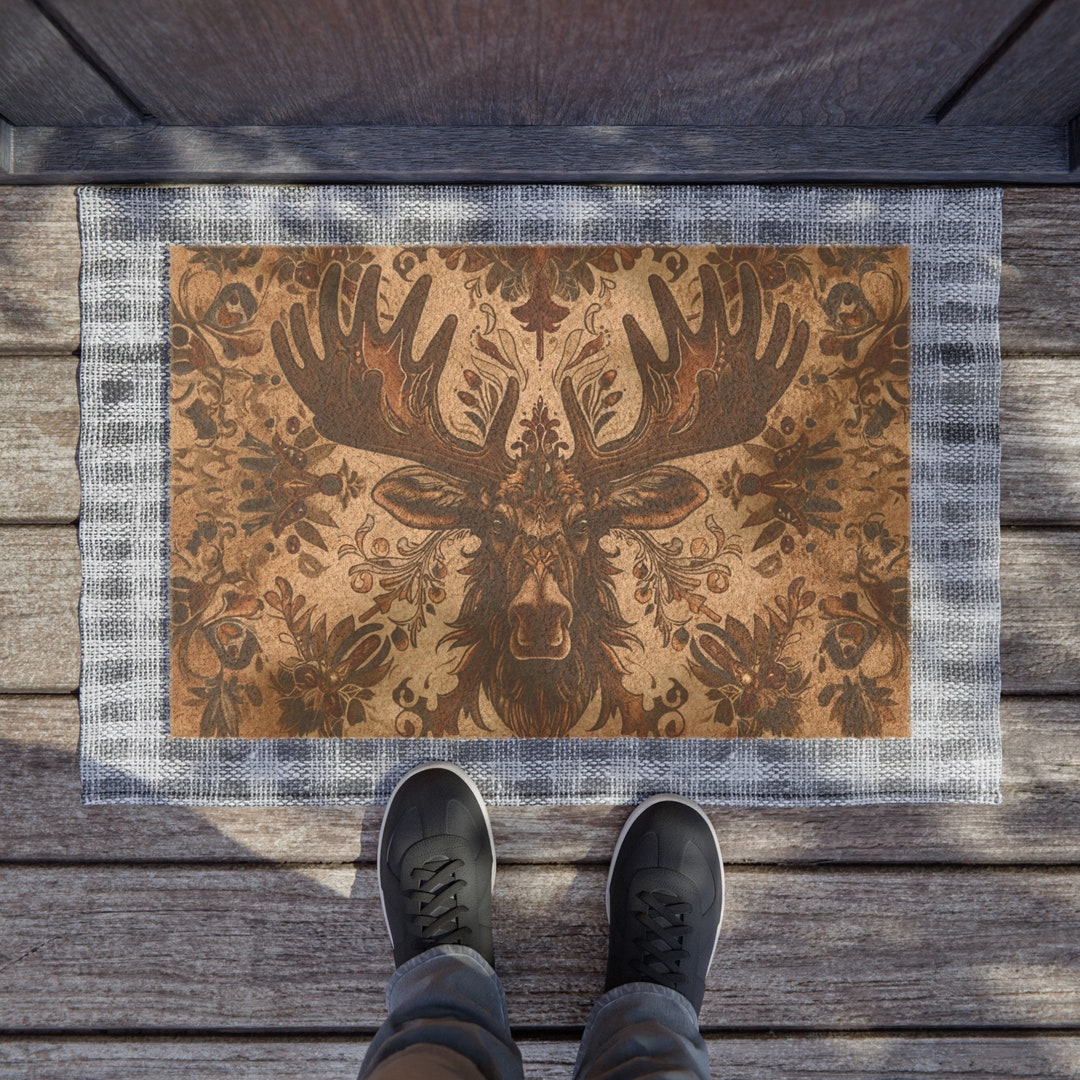 Moose Face Coir Doormat: Outdoor Entrance Mat (24" X 16") - Etsy