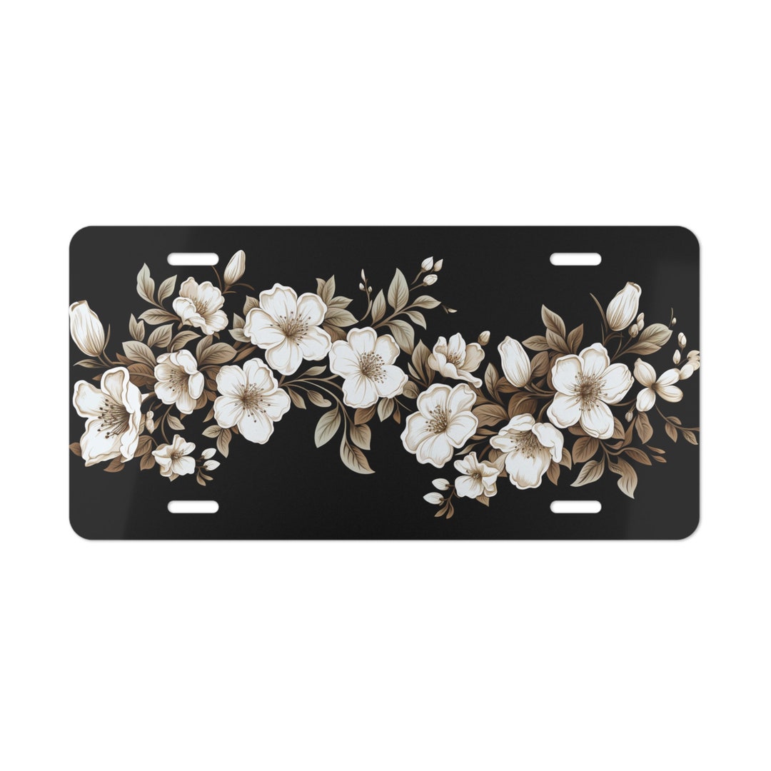 Floral Aluminum License Plate: Flower Vanity Plate Car Decor - Etsy