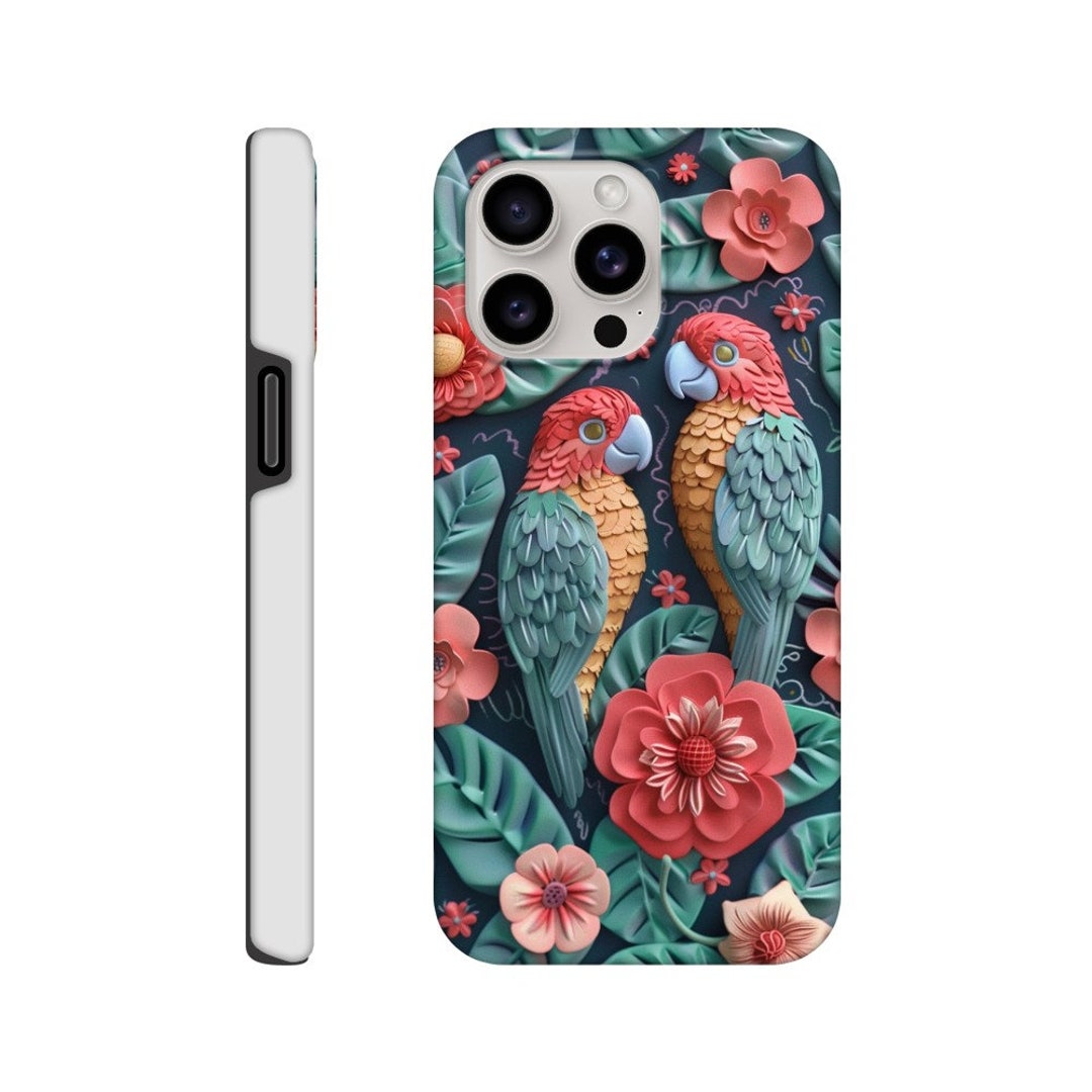 Colorful Parrot Birds and Flowers Tough Phone Case - Etsy