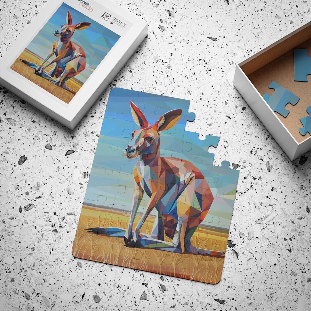 Geometric Kangaroo Puzzle: 30-piece Laminated Chipboard Jigsaw Animal ...