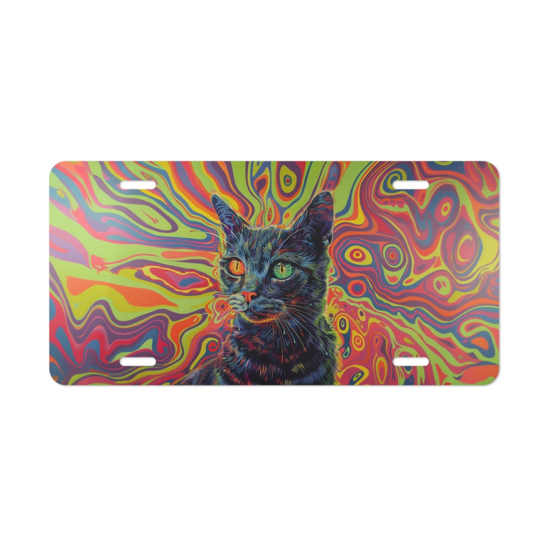 ON SALE, Hippie Cat Vanity Plate Psychedelic Trippy - Etsy