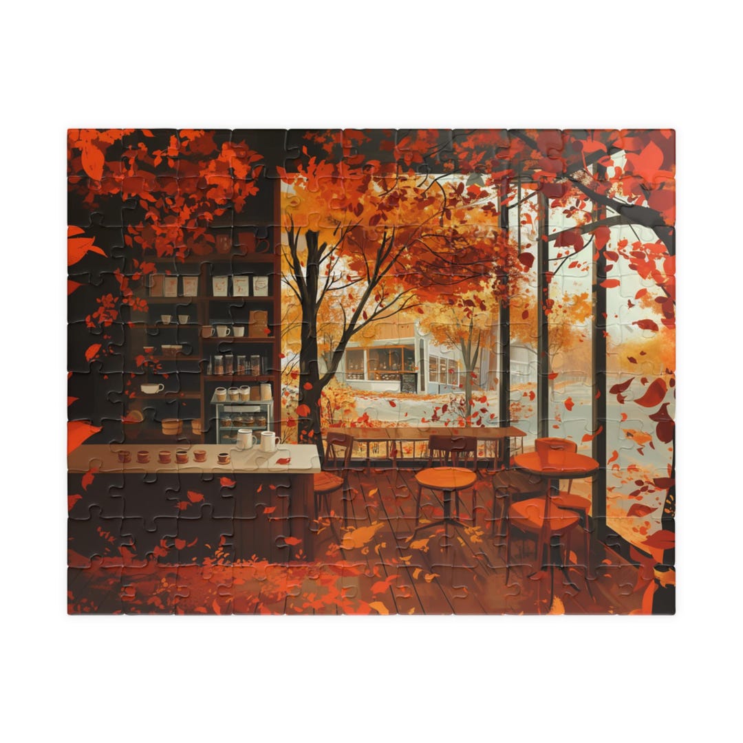 Fall Coffee Shop Jigsaw Puzzle: Brain Teaser (110-1014 Piece Options ...