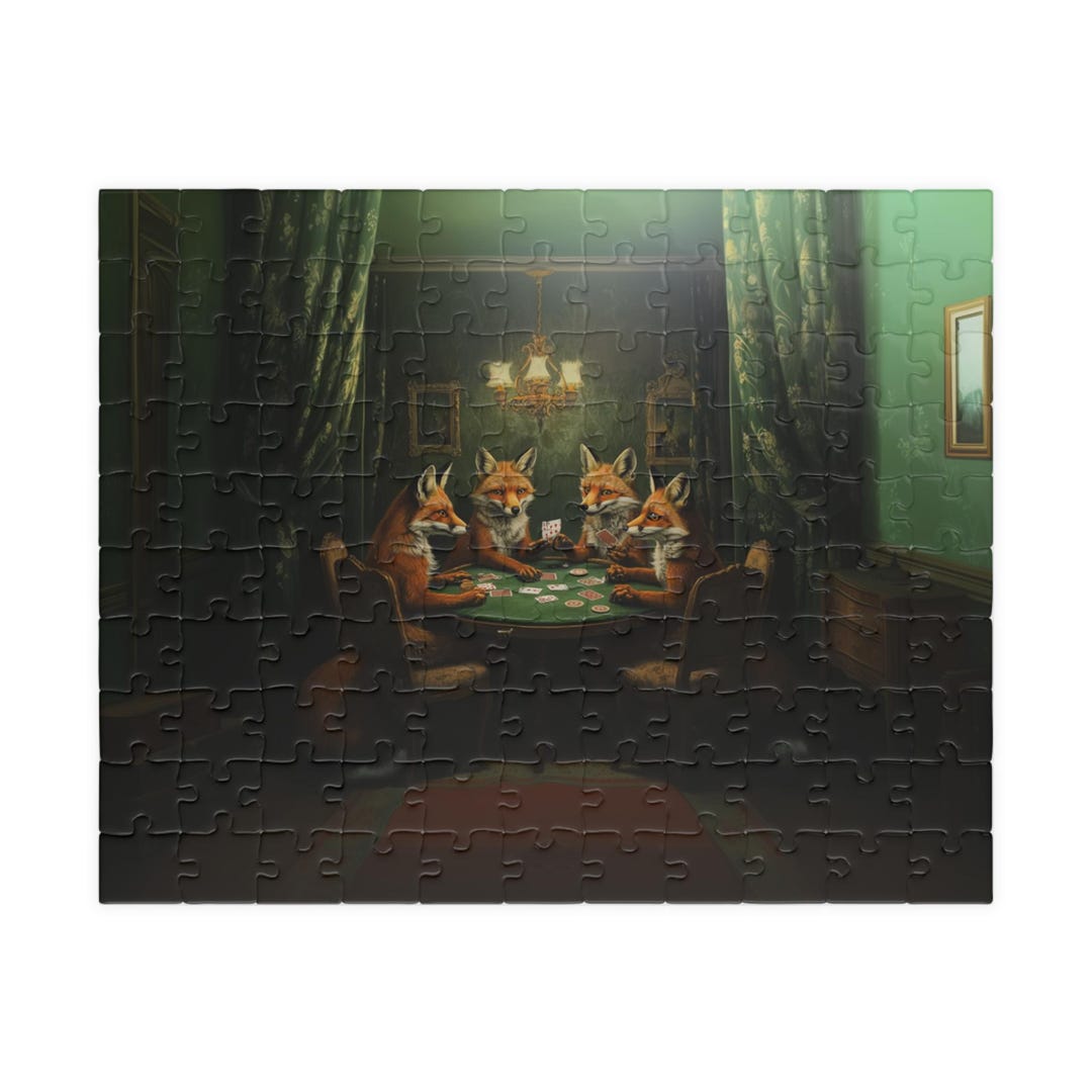Foxes Playing Poker Jigsaw Puzzle: Unique Brain Teaser Animal Jigsaw ...