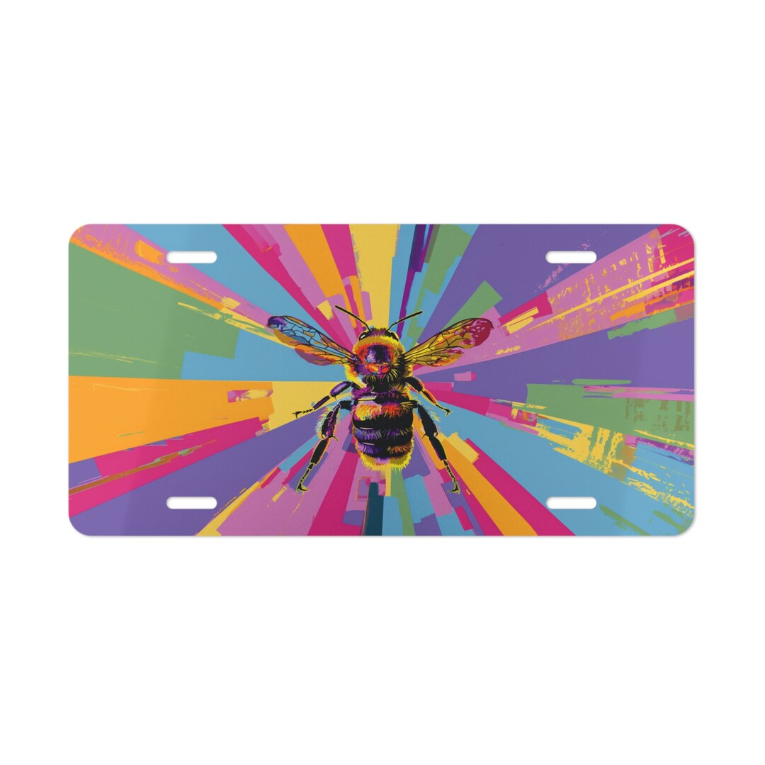 Colorful Bee Vanity Plate: Pop Art Aluminum License Plate - Etsy