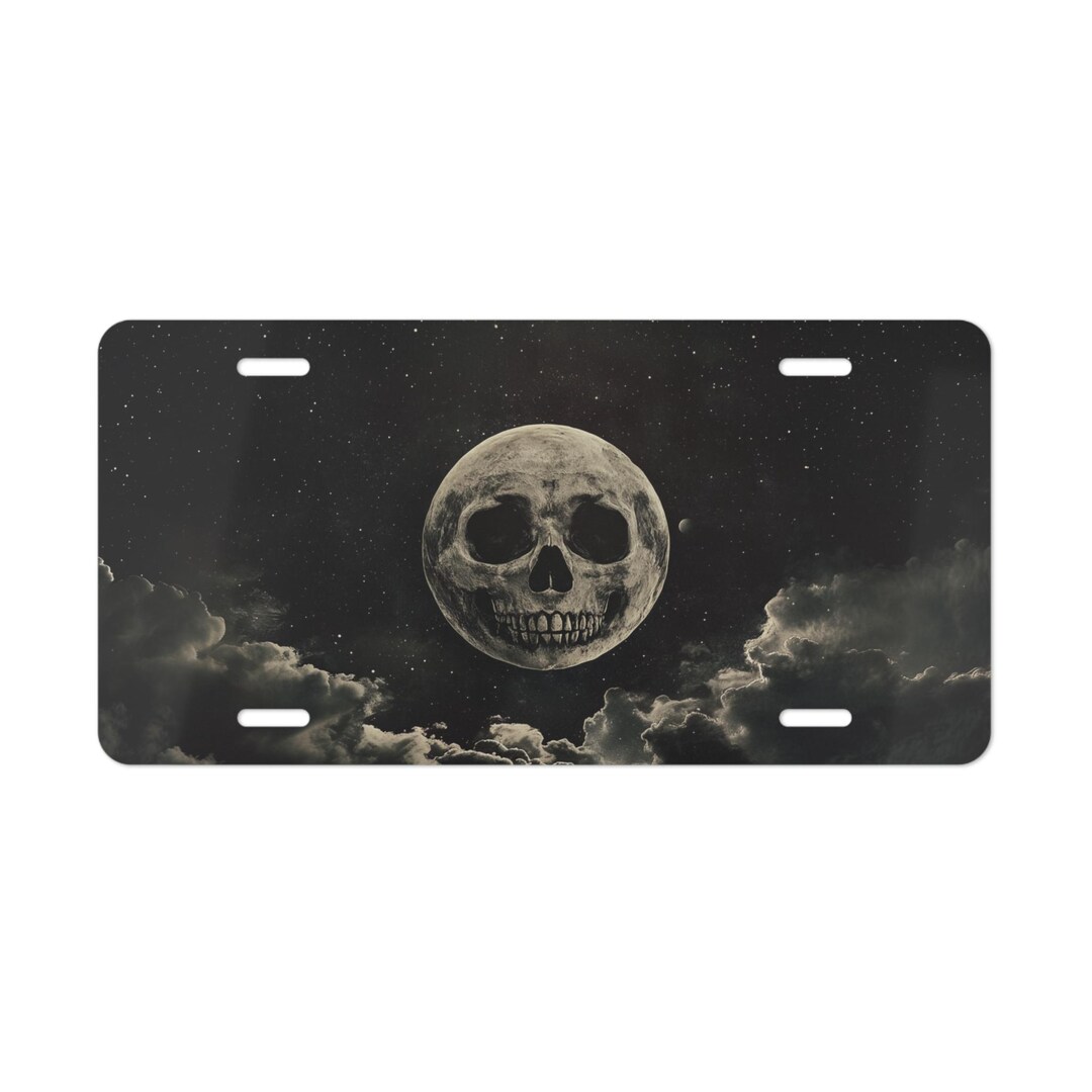Skull Moon Aluminum Vanity Plate: Celestial Car Decor Wedding Gift ...