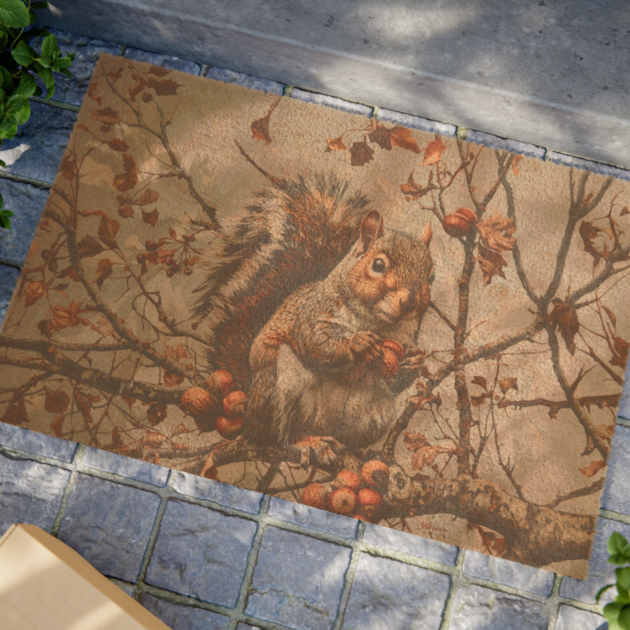 Squirrel With Acorns Doormat - Etsy