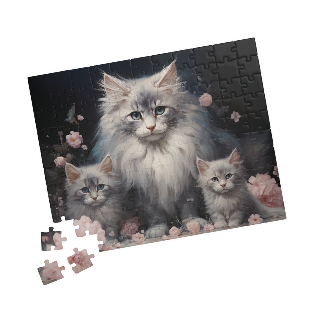 Cat Family Jigsaw Puzzle: Kitten Art Brain Teaser (110-1014 Piece), Cat ...