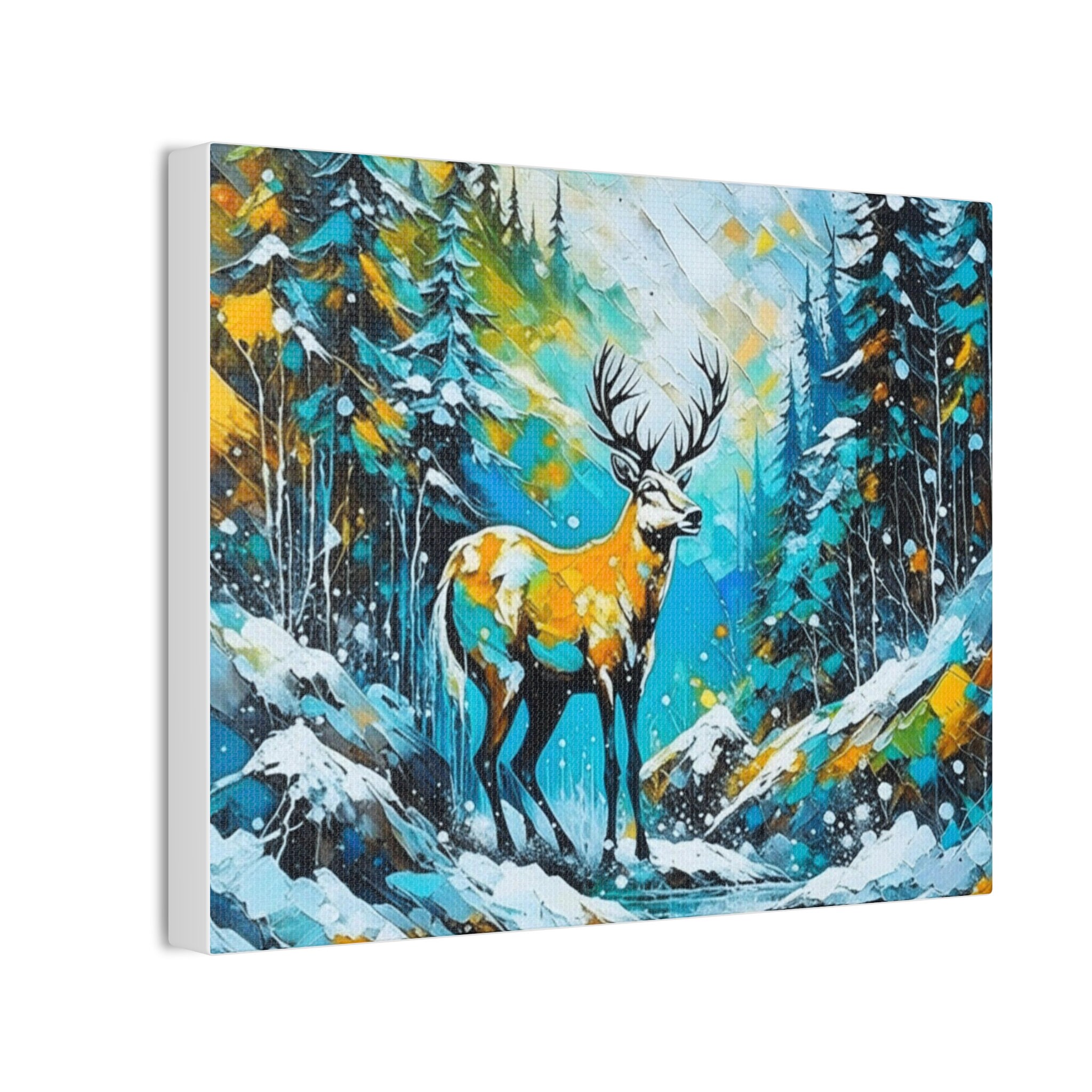 Canvas Deer Painting, Palette Knife, Stretched Canvas, Deer Wall Art ...
