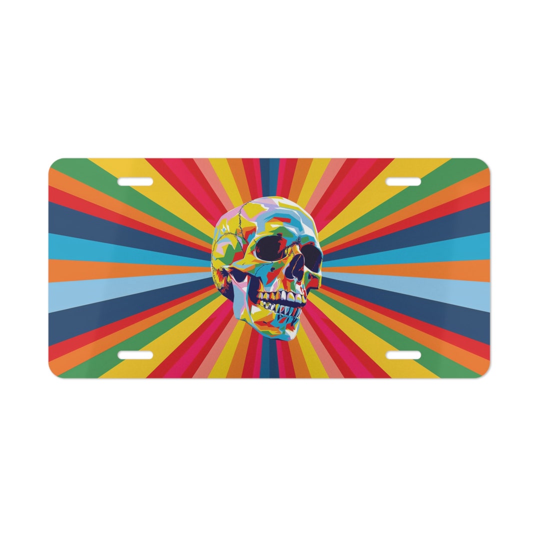 ON SALE, Colorful Skull Vanity Plate Radiating Colors Multicolor - Etsy
