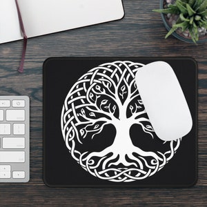 Gaming Mouse Pad, Tree of Life, Black and White - Etsy