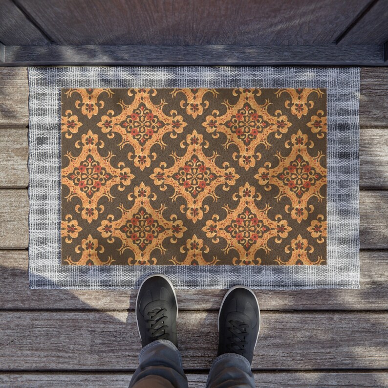 Blue Pattern Doormat Orange - Etsy