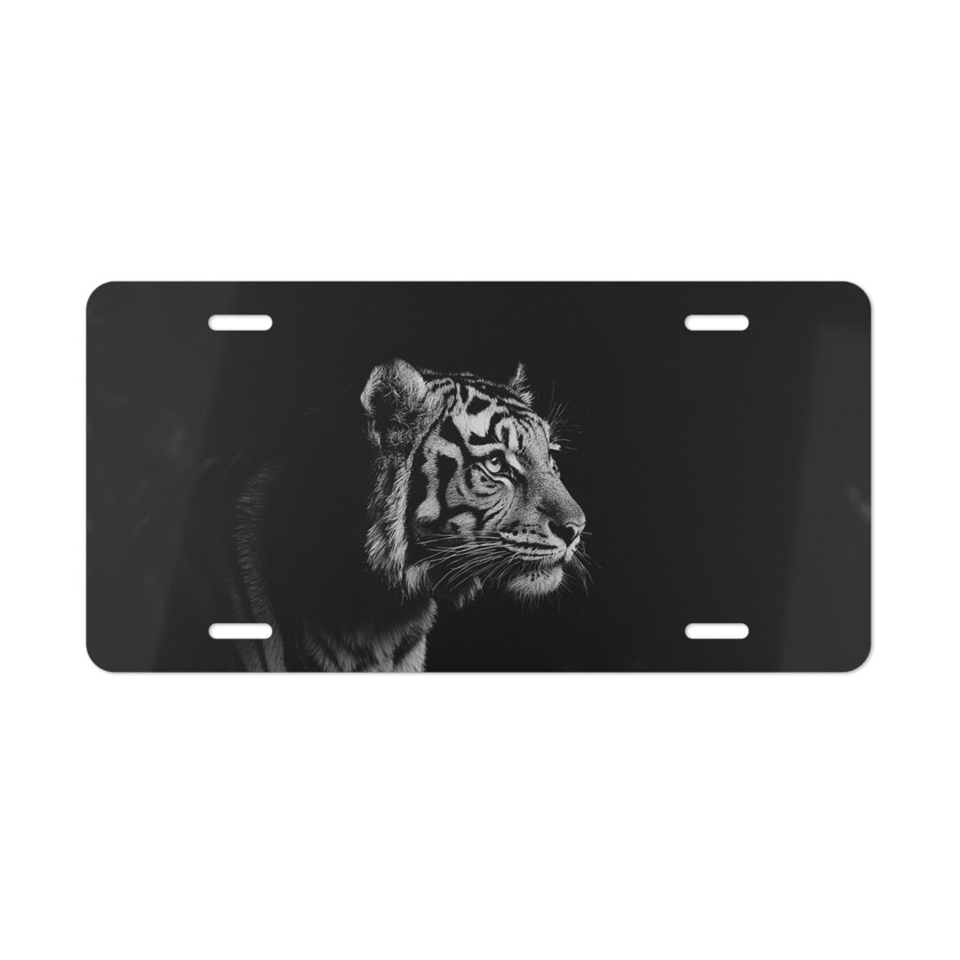 Tiger Black Vanity Plate White - Etsy