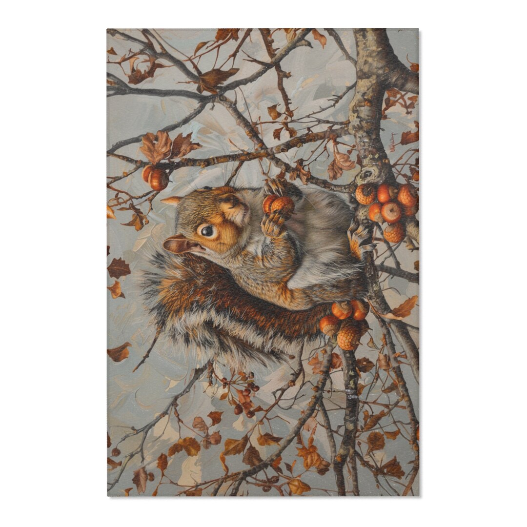 Indoor Area Rugs Squirrel Acorns - Etsy