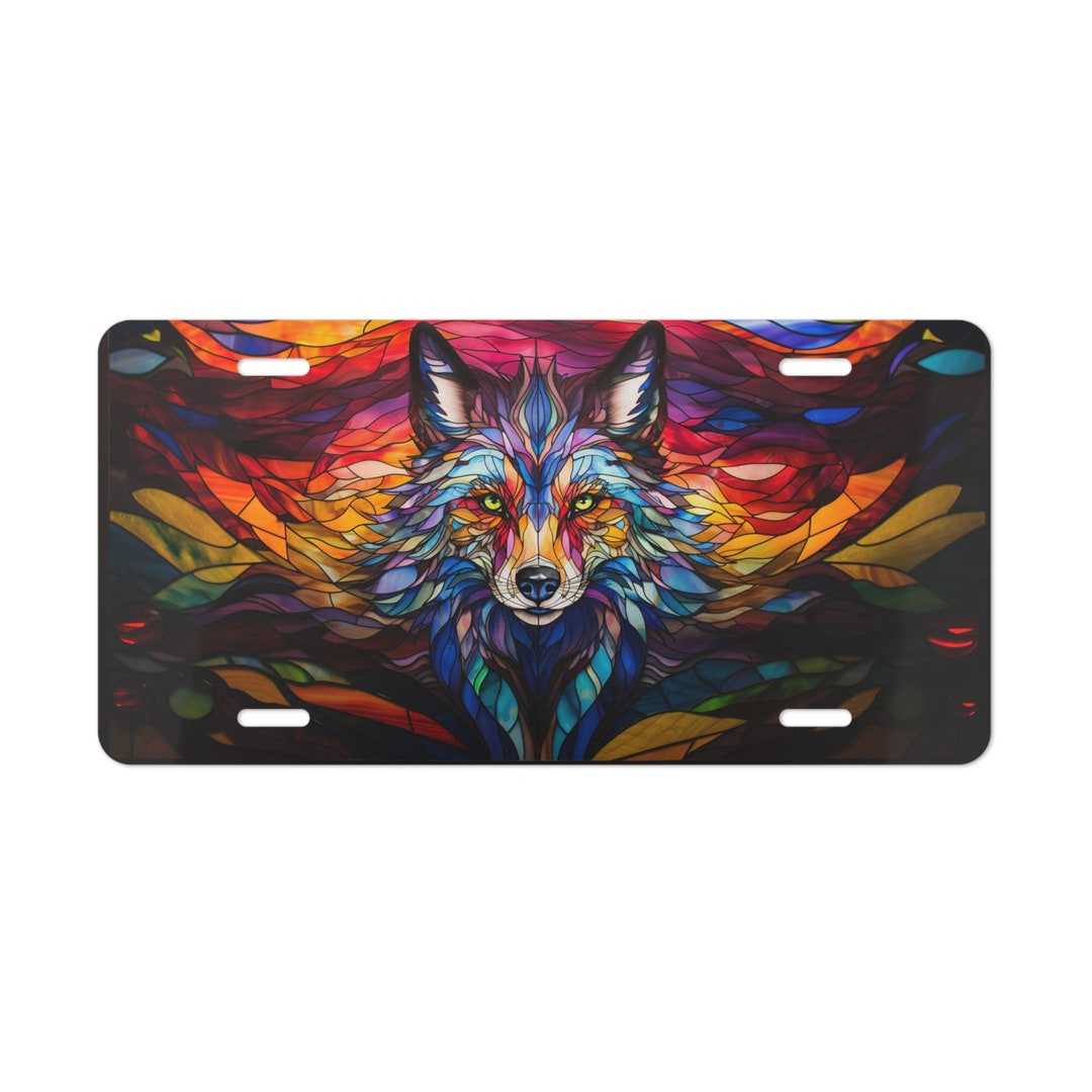 ON SALE, Colorful Wolf License Plate, Vanity Plate, Wolverine, Wolves ...