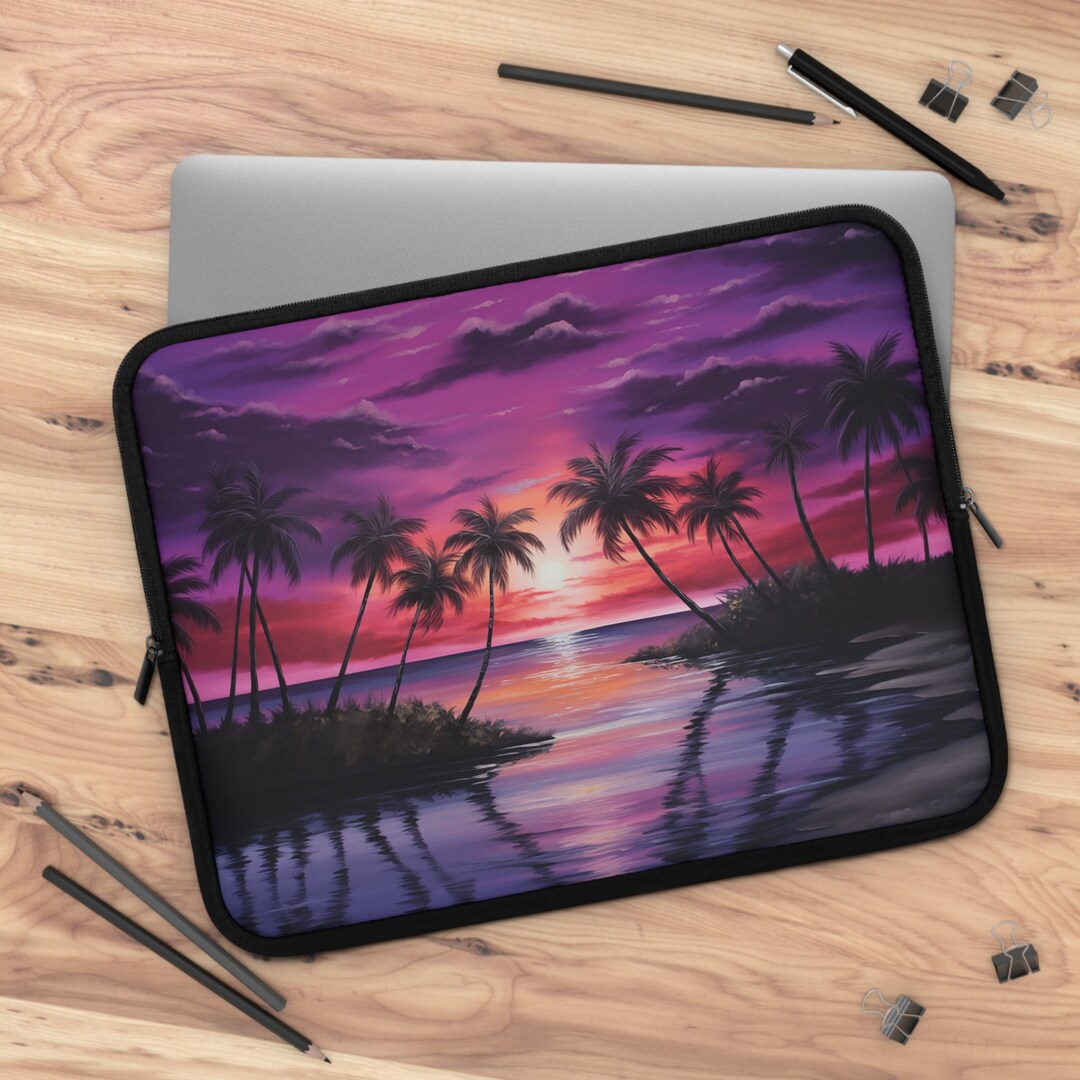 Beach Sunset Palm Trees Laptop Sleeve Bag Zipper Different Sizes ...