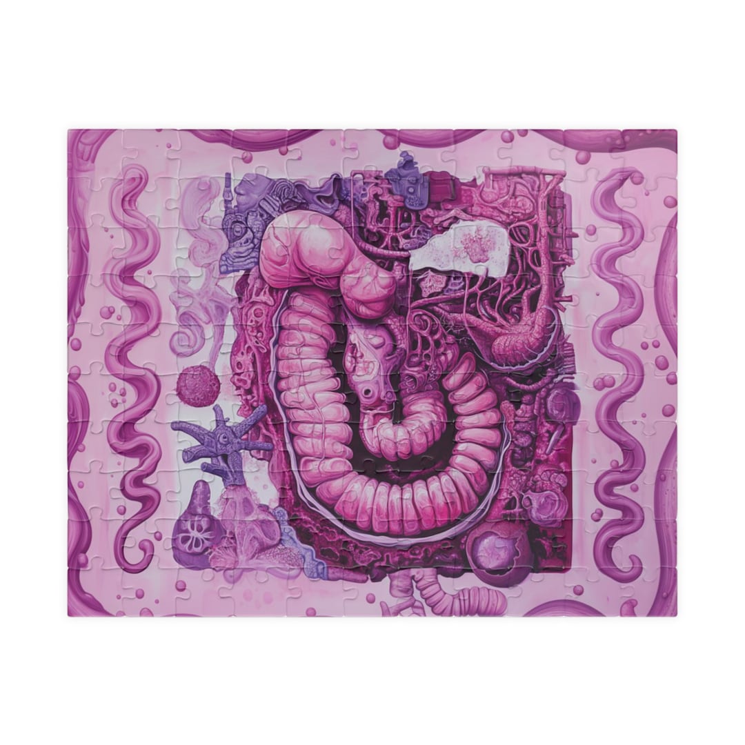 Anatomy Digestive System Puzzle: Pink Purple Chipboard, Anatomy Jigsaw ...