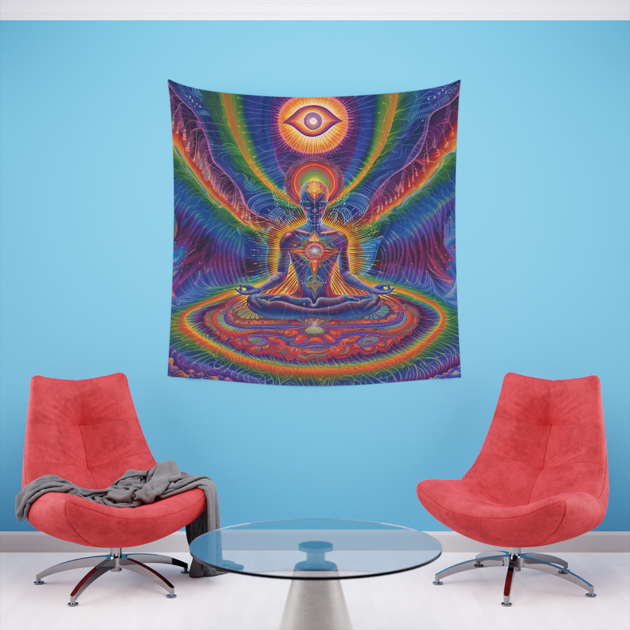 Yoga Evil Eye Human Man Printed Wall Tapestry - Etsy