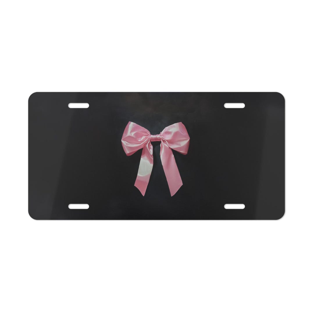 Pink Bow Black Vanity Plate Coquette - Etsy